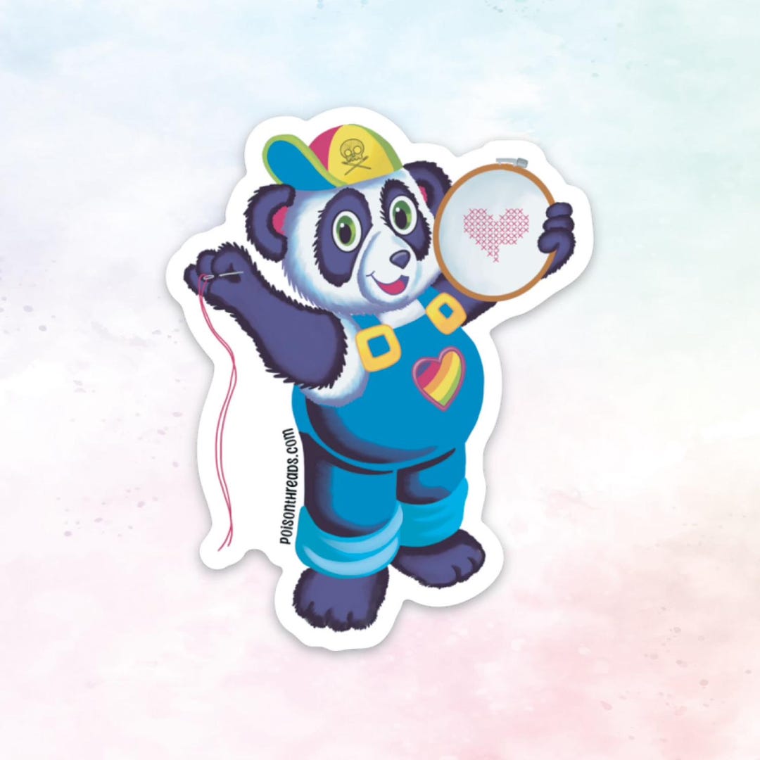 Stichin' Bear Sticker - Lisa Frank Inspired Collection Cross Stitch ...