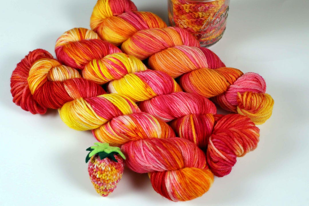 Strawberry Lemonade Yarn, State Fair, Red Yellow Pink Orange - Etsy