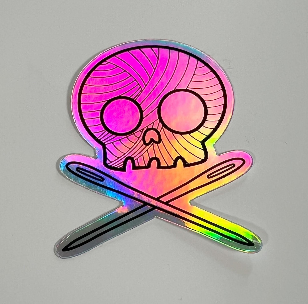 Yarn Skull and Cross Needles Sticker - Knitting, Cross Stitch ...