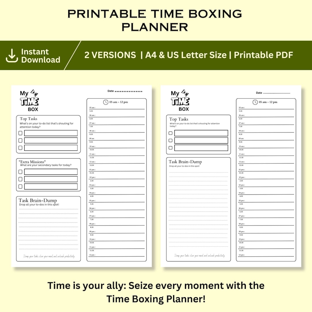 Printable Daily Planner Timeboxing: Simplify Your Schedule and Maximize ...