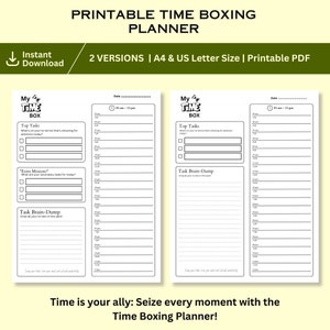Printable Daily Planner Timeboxing: Simplify Your Schedule and Maximize ...