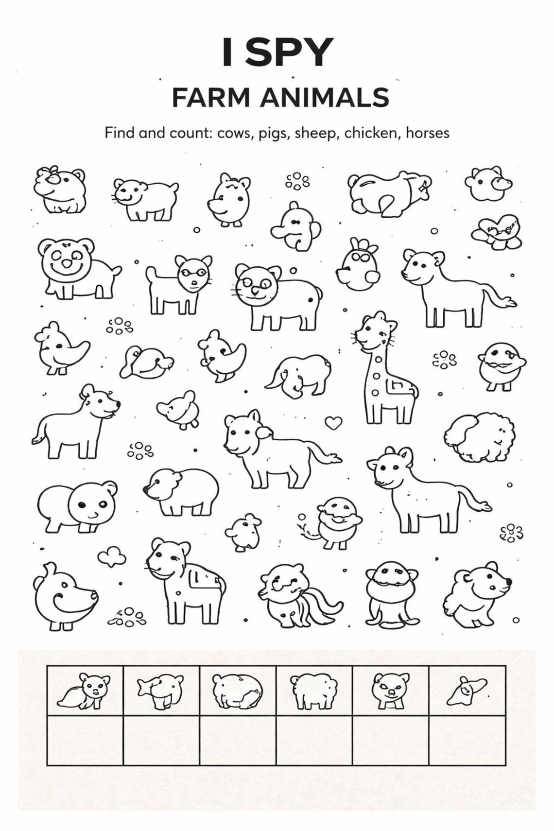 I Spy Animals Printable | Farm, Jungle, Ocean Activity (PDF Download ...