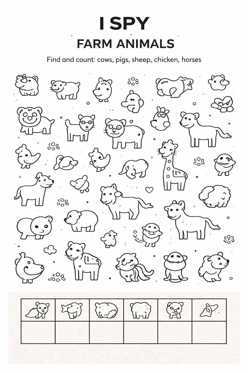 I Spy Animals Printable | Farm, Jungle, Ocean Activity (PDF Download ...