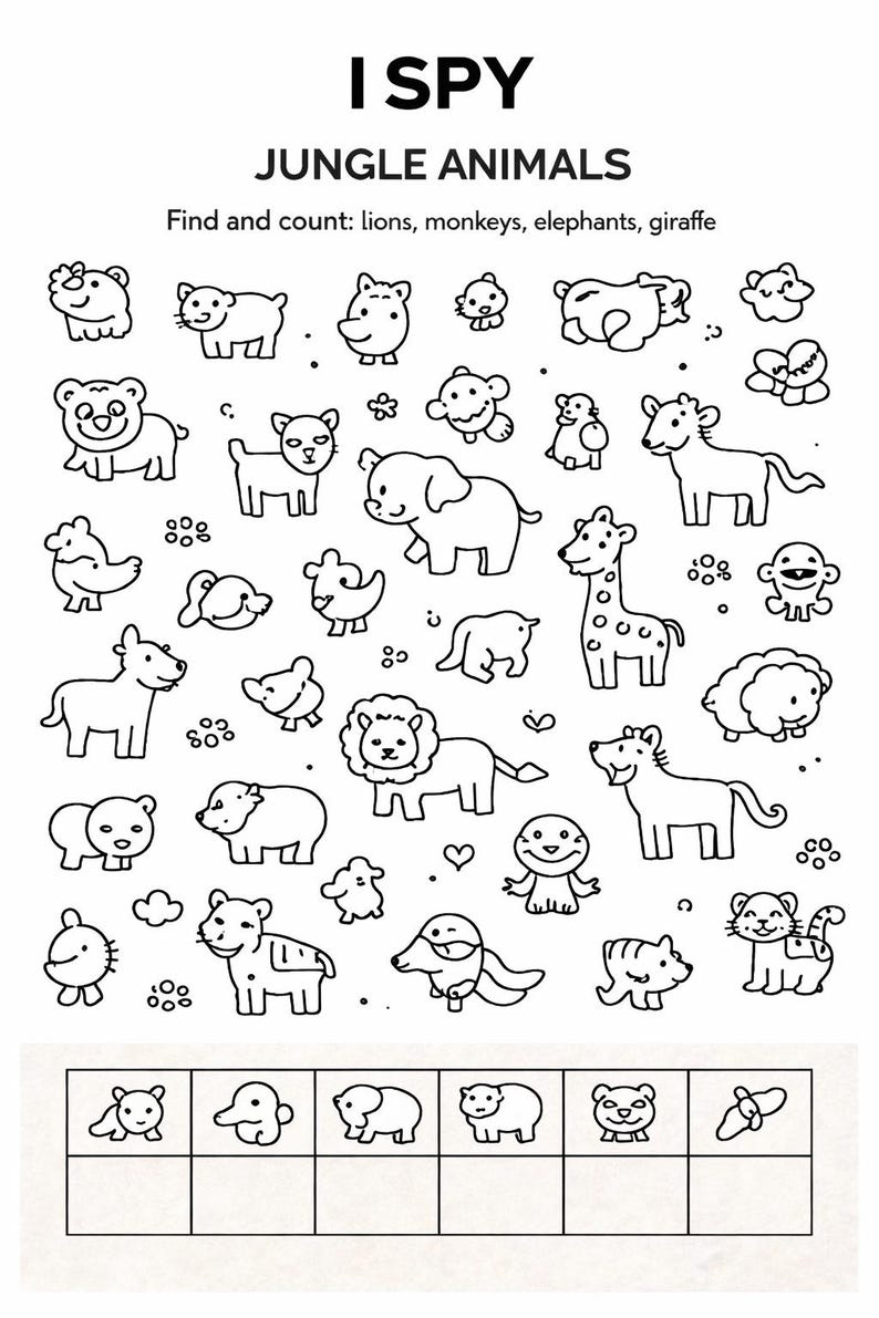 I Spy Animals Printable | Farm, Jungle, Ocean Activity (PDF Download ...