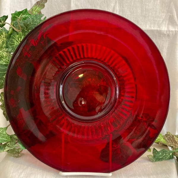 Ruby Glass Platter - Etsy