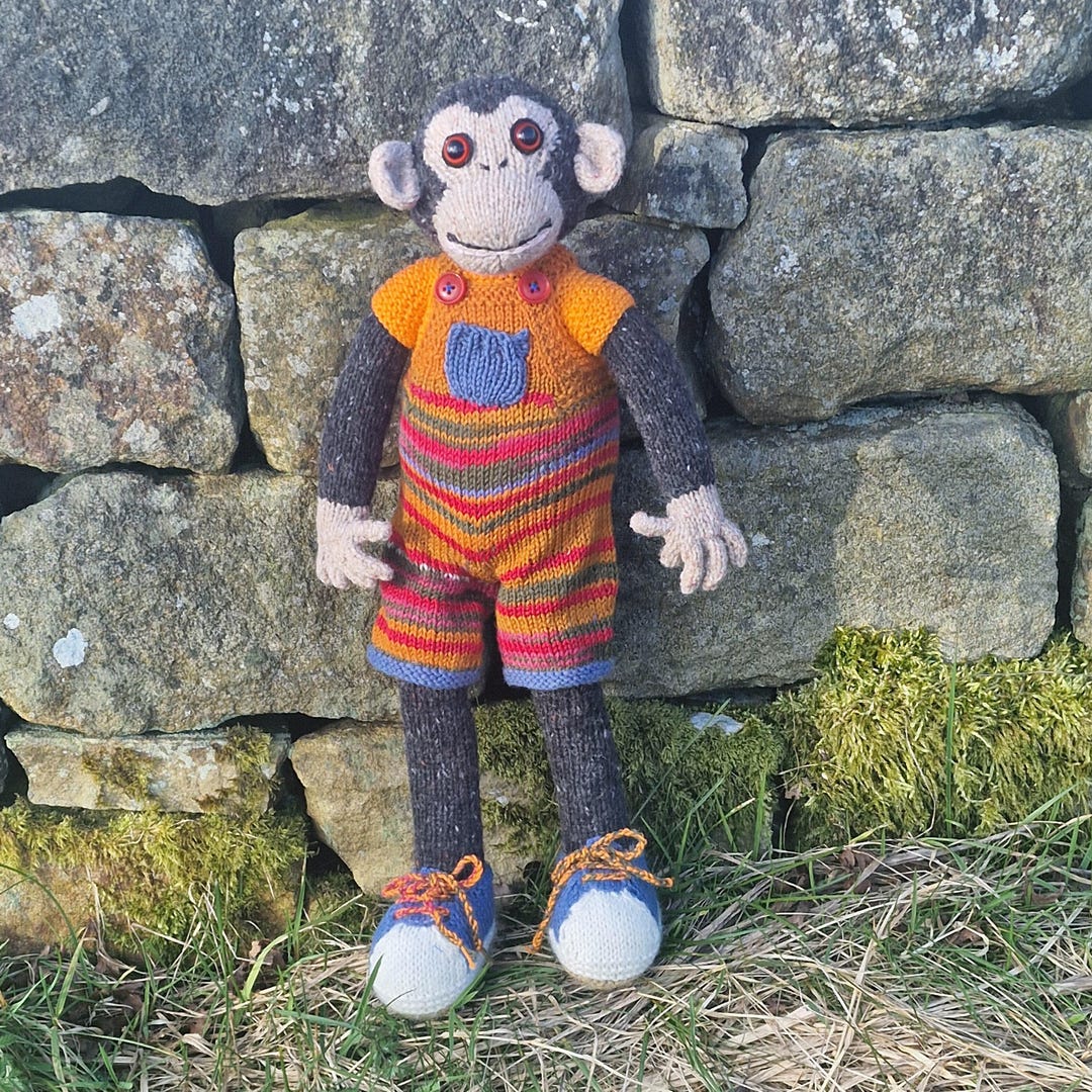 Hand Knitted Monkey Shelf Sitter - Etsy