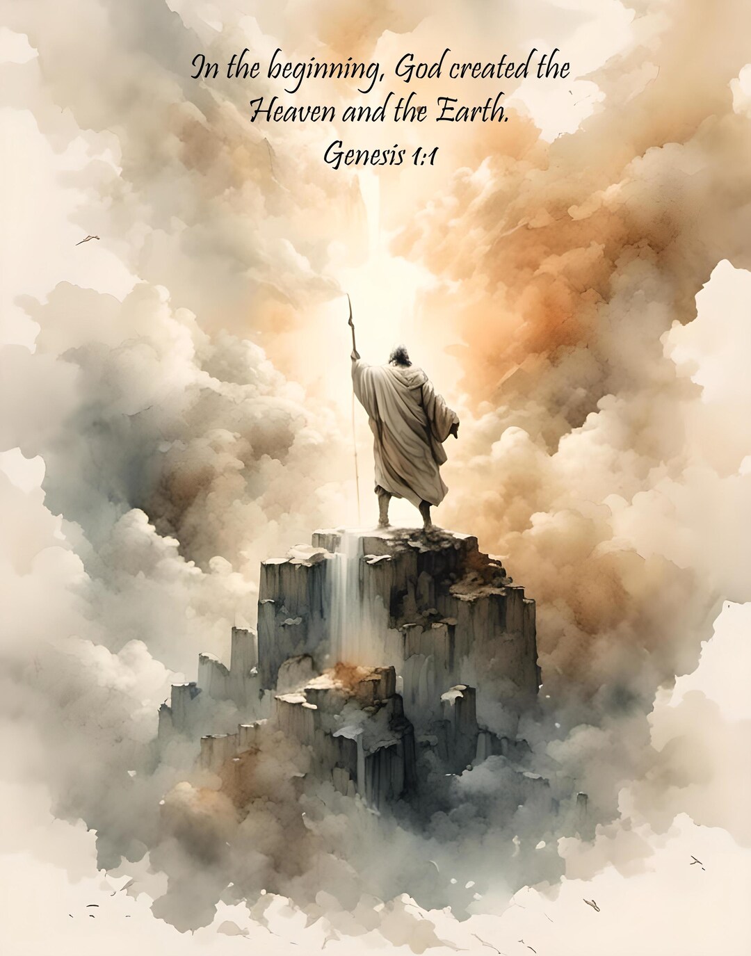 Genesis Creation Inspirational Bible Verse Religious Wall Art Digital ...