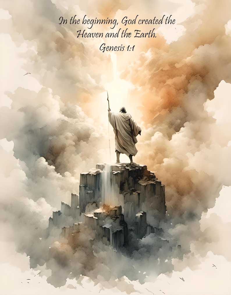 Genesis Creation Inspirational Bible Verse Religious Wall Art Digital ...