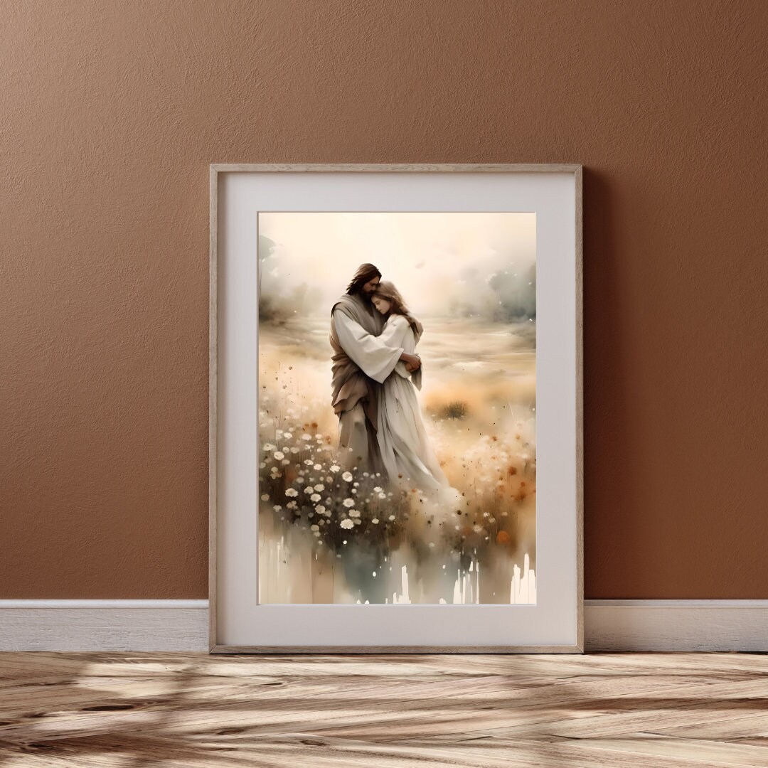 Jesus's Love, Jesus Embracing Girl, Religious Wall Art, Download - Etsy