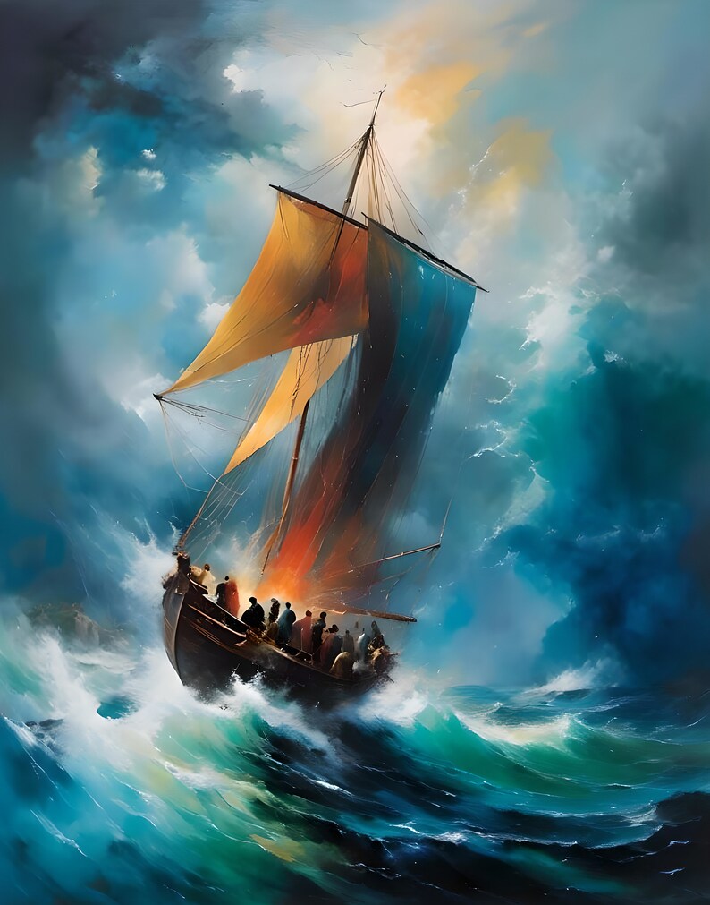 Jesus Calms the Sea, Jesus Christ, Wall Art, Catholic Art, Gift ...