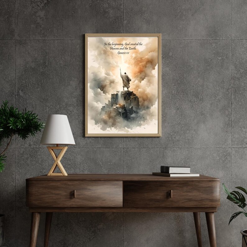 Genesis Creation - Inspirational Bible Verse - Religious Wall Art ...