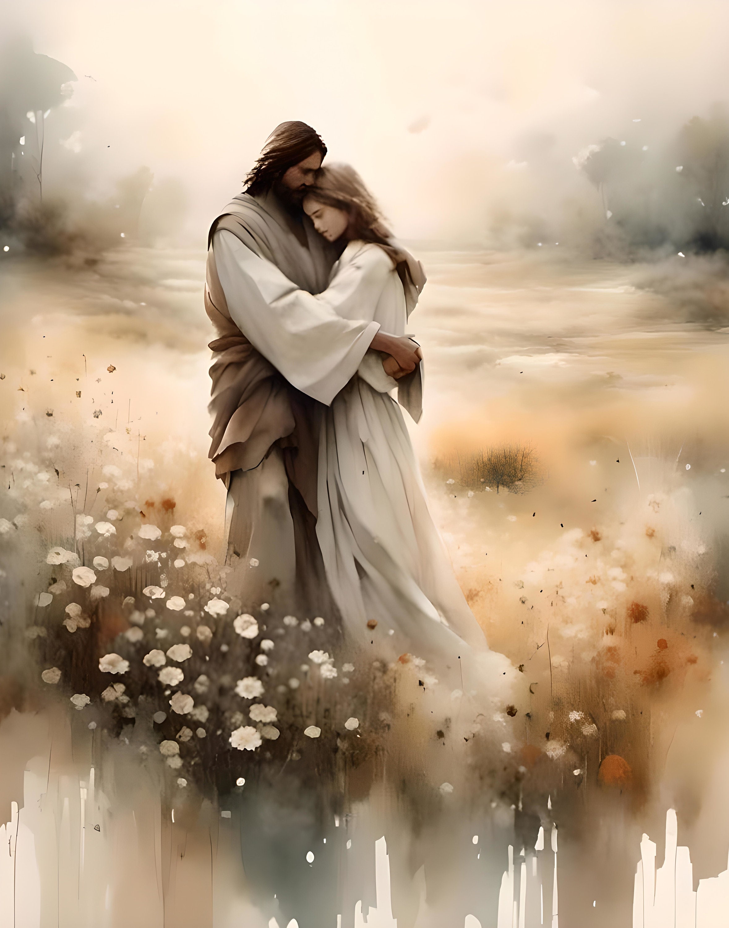 Jesus's Love, Jesus Embracing Girl, Religious Wall Art, Download - Etsy
