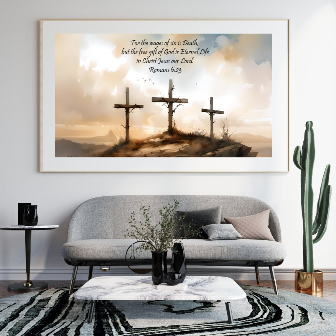 Jesus Mount Calvary Crosses, Easter, Religious Wall Art, Watercolor ...