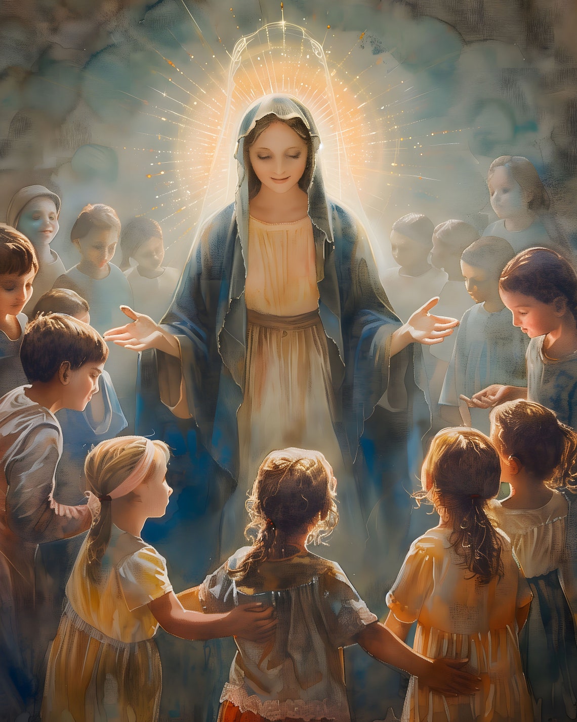 Virgin Mary Teaching the Children Chrisitan Catholic Gift Wall Art Oil ...