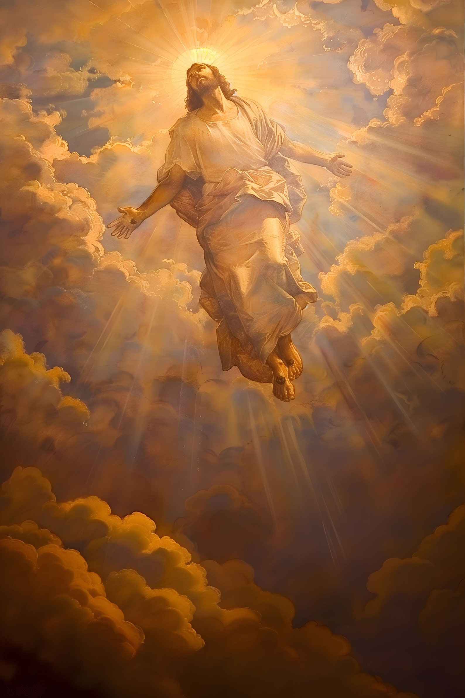 Jesus Christ Ascent Into Heavan Chrisitan Catholic Wall Art Watercolor ...