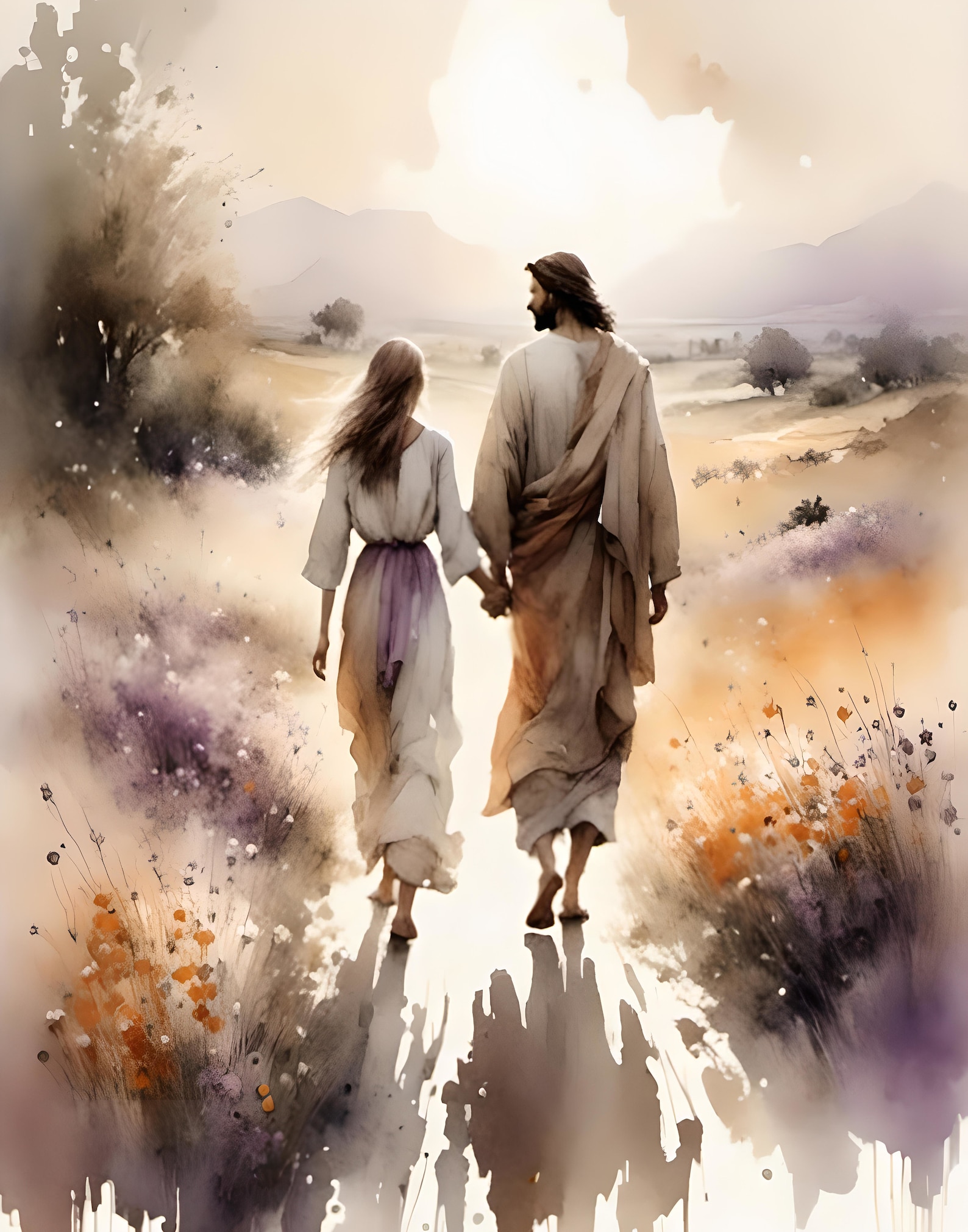Walk With Me, Girl Walks With Jesus Christ, Fantastic Digital Download ...