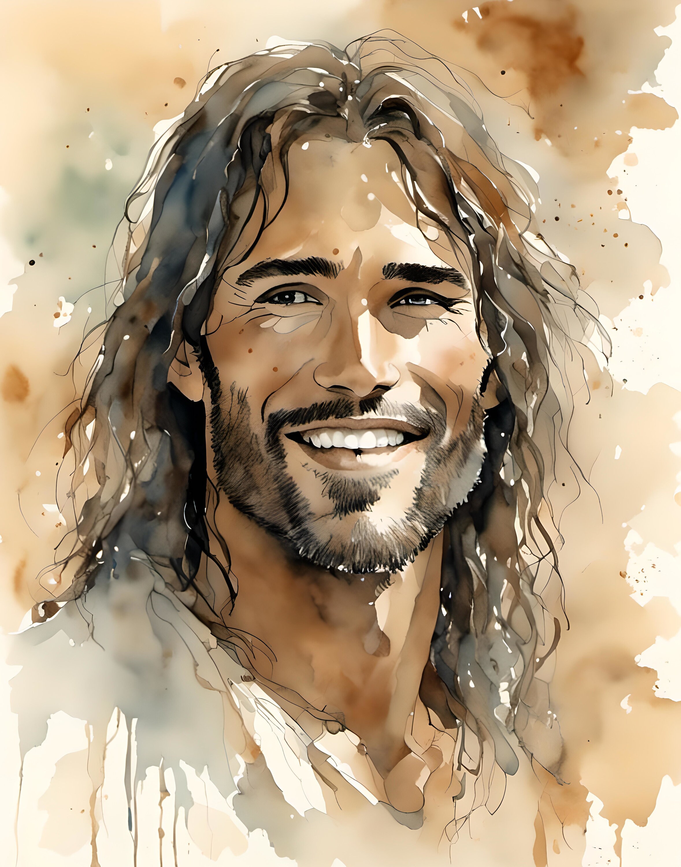 Jesus Christ Smiling, Happy, Chrisitan Catholic Gift, Wall Art ...