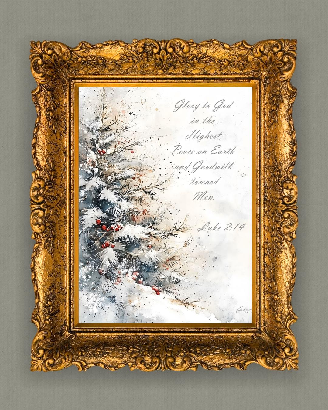 Christmas Tree Art With Scripture, Glory to God, Peace on Earth, Luke ...