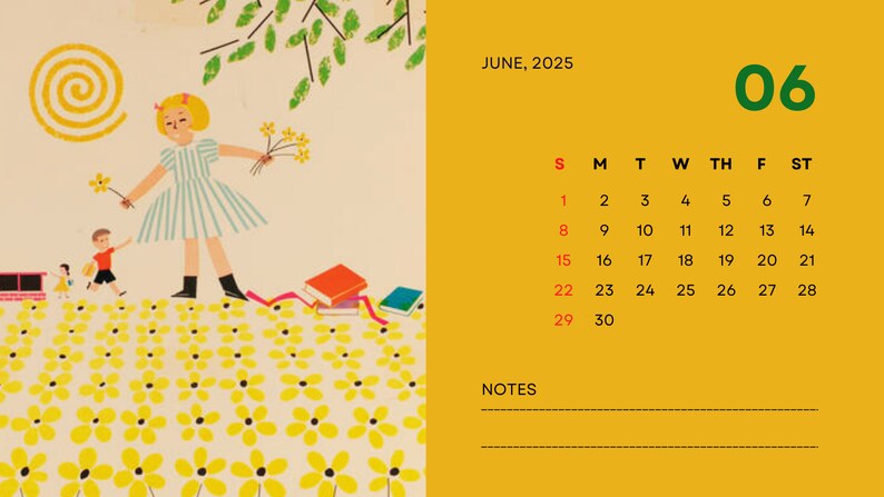 2025 MCM Vintage Illustrated Calendar 6.4 X 3.6 Inches - Etsy