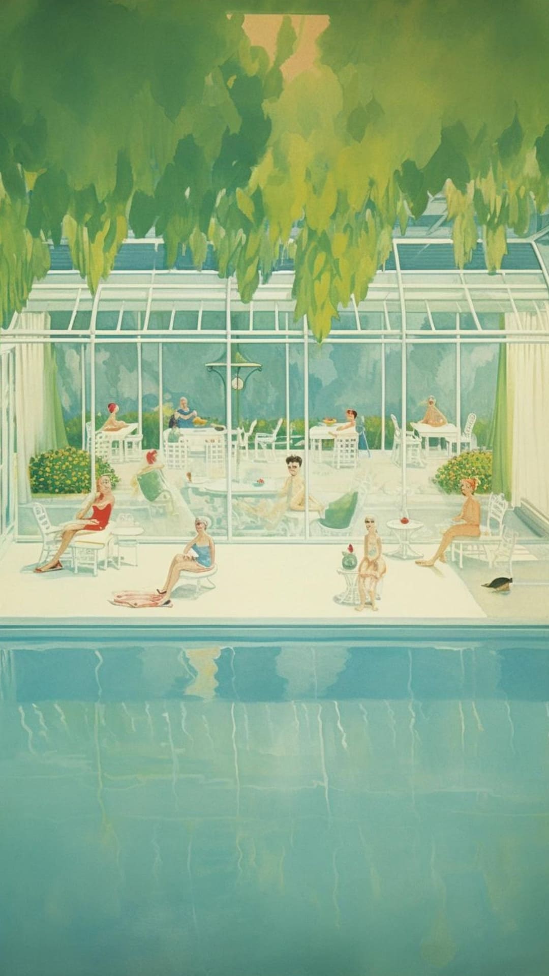 Vintage Pool Print Mid Century Modern Style Illustration 9X16 - Etsy