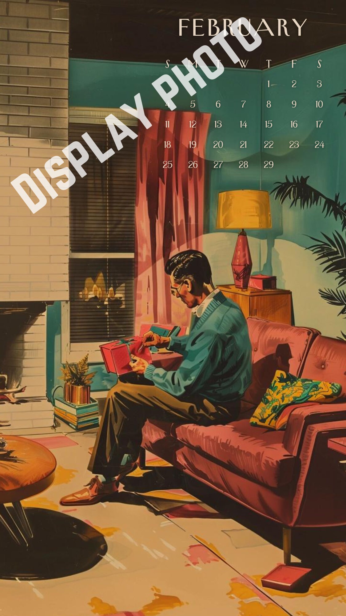 2025 MCM Dad Calendar - Mid Century Modern Style Illustration - 9X16 - Etsy
