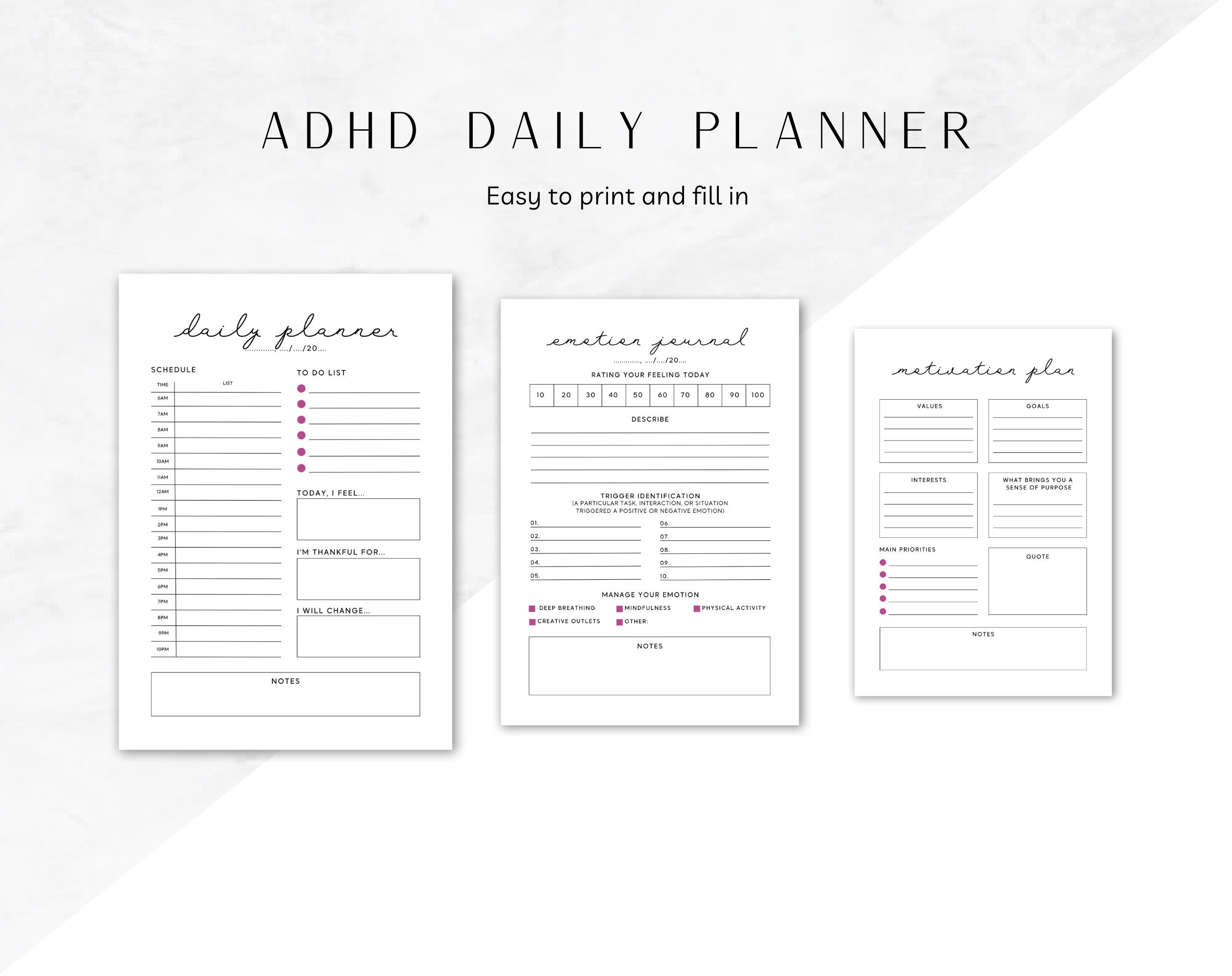 ADHD Planner Printable, ADHD Planner, ADHD Digital Planner, Planner ...