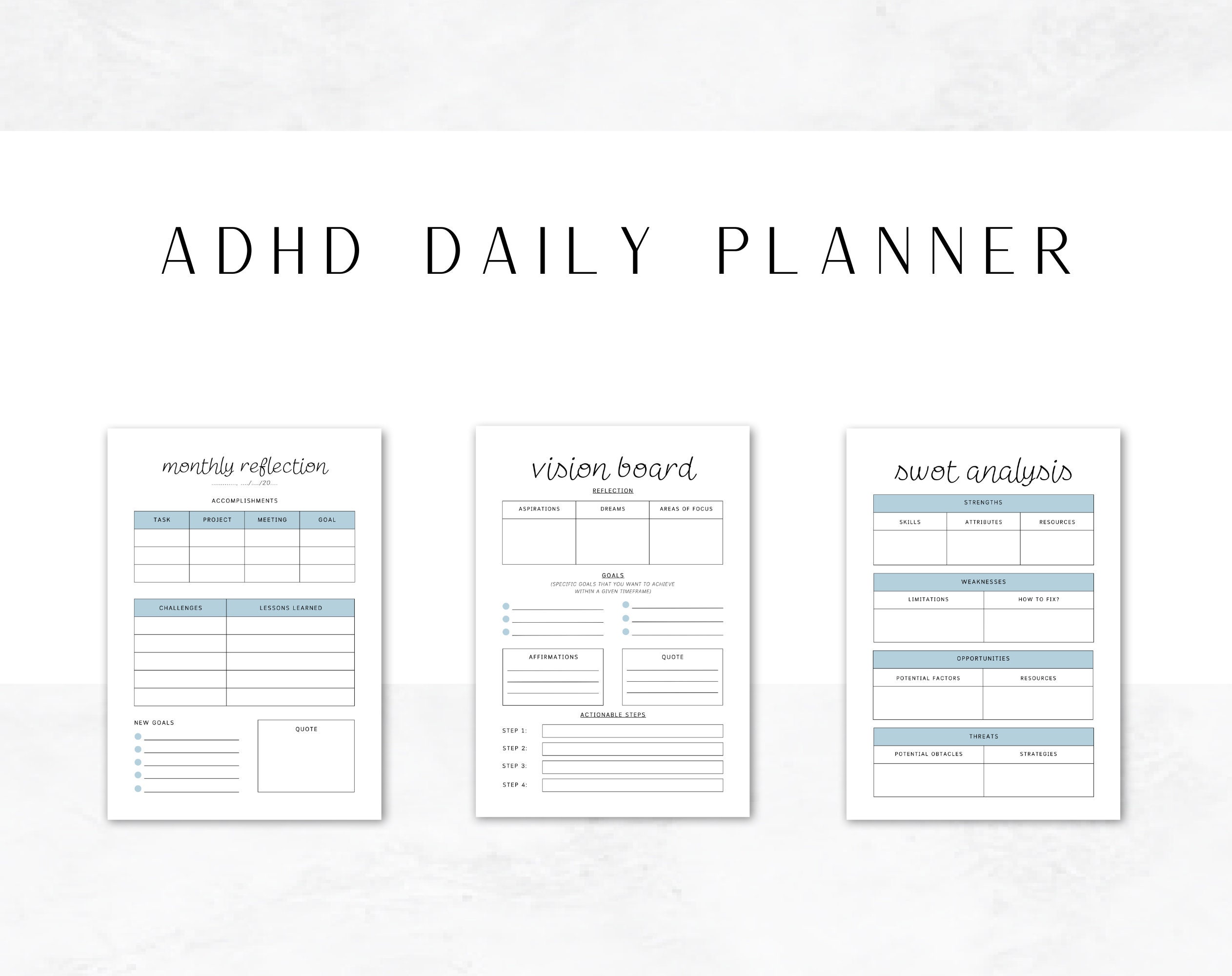 ADHD Planner Printable, ADHD Planner, ADHD Digital Planner, Planner ...