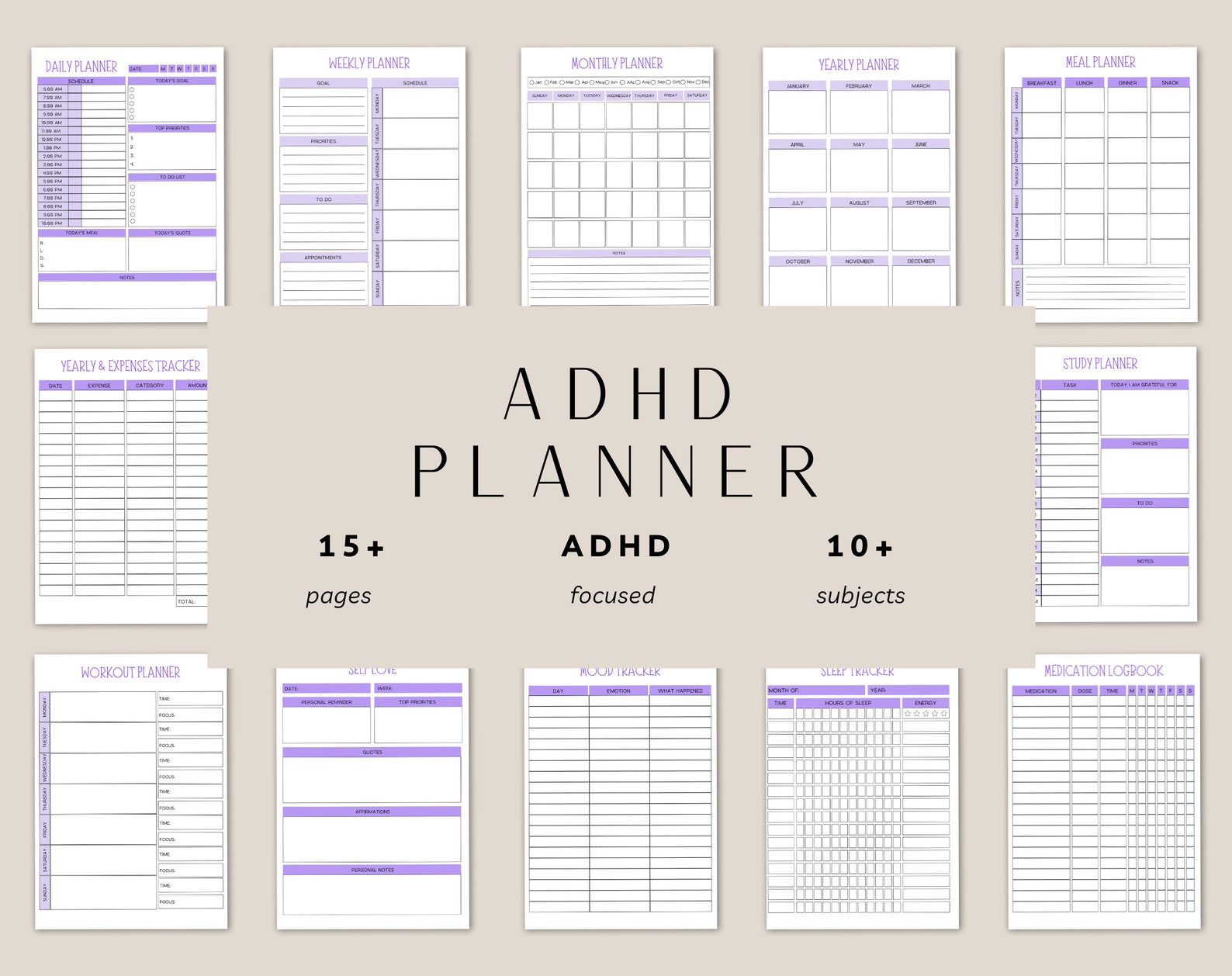 ADHD Planner Printable, ADHD Planner, ADHD Digital Planner, Planner ...