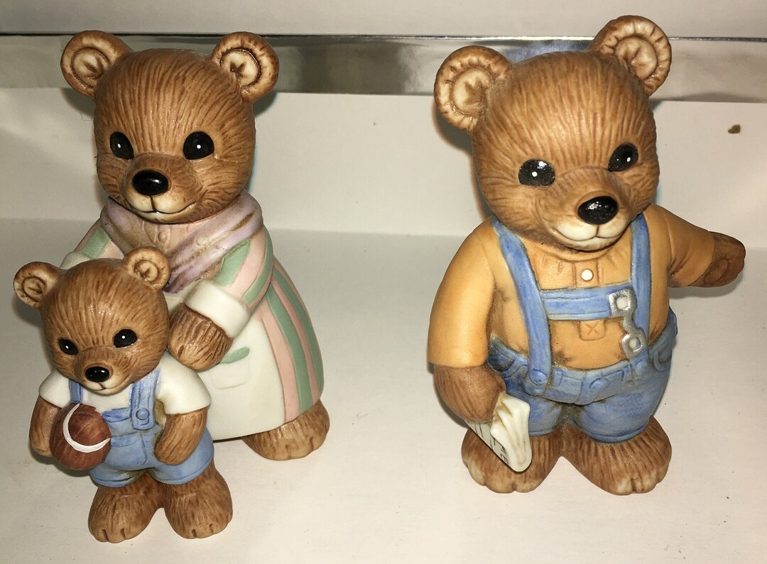 Vintage Homco Ceramic Family Bear Set #1450. Father and Mother With ...
