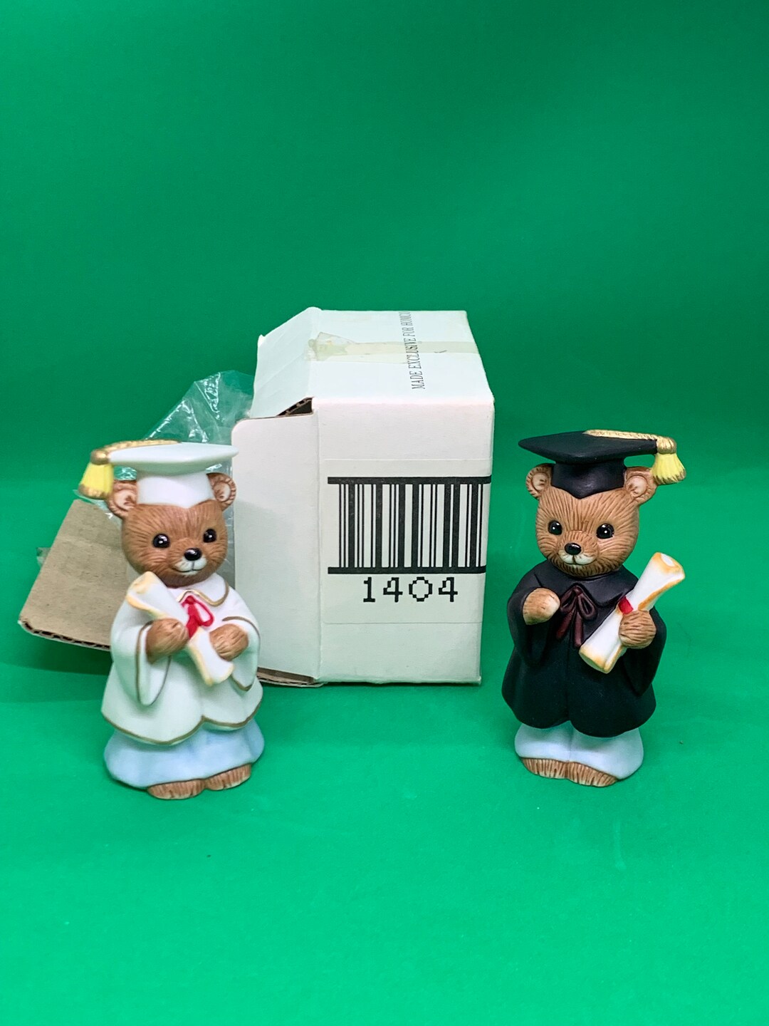 Vintage Homco Porcelain Graduation Bear Set of 2 1404. New in Box ...