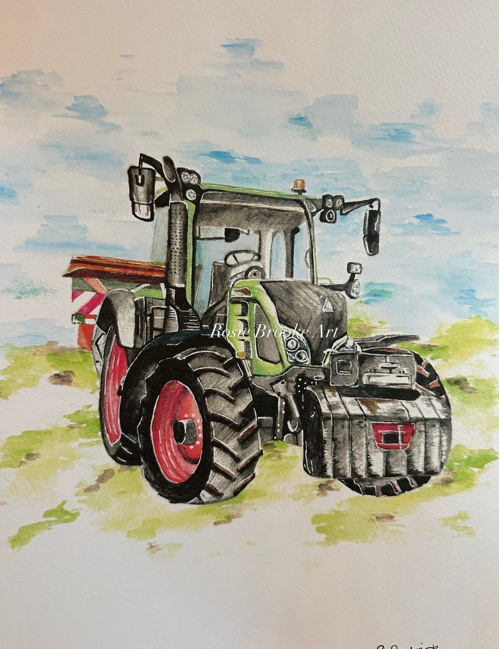 A4 Fendt Green Tractor Watercolour Print Farm Vehicles, Farm Nursery ...