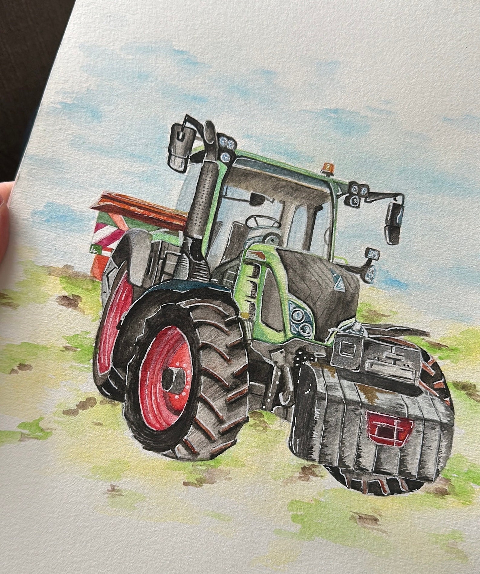 A4 Fendt Green Tractor Watercolour Print Farm Vehicles, Farm Nursery ...