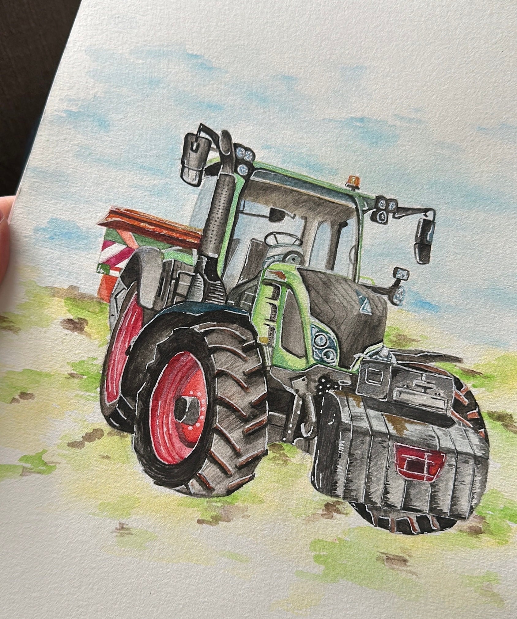 A4 Fendt Green Tractor Watercolour Print Farm Vehicles, Farm Nursery ...