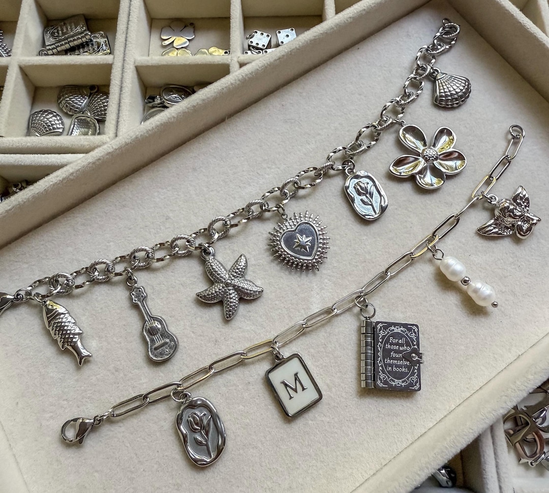 SILVER - Custom Charm Bracelet, Personalised Charm Bracelet, Build Your ...