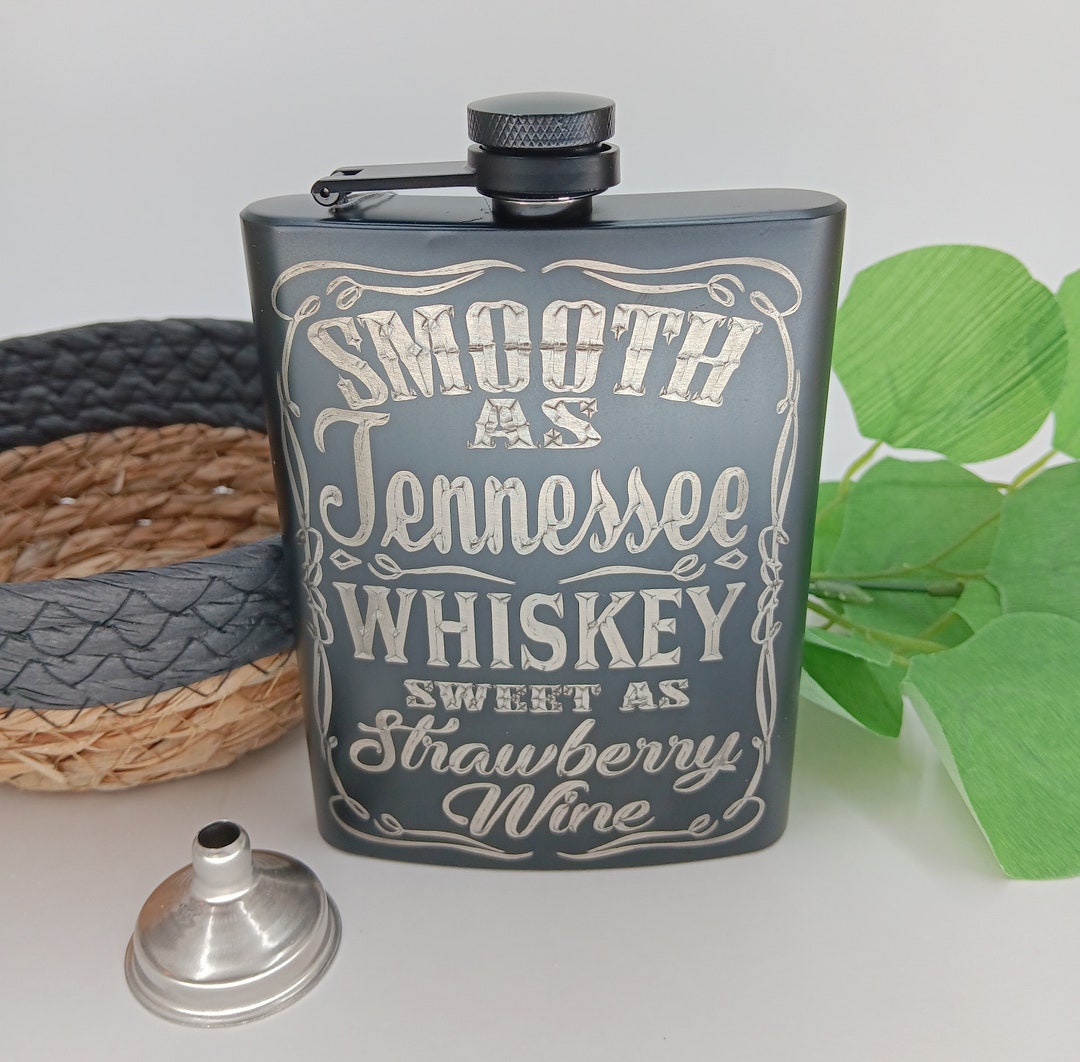Smooth as Tennessee Whiskey, Black Flask, 8oz Stainless Steel,funnel ...