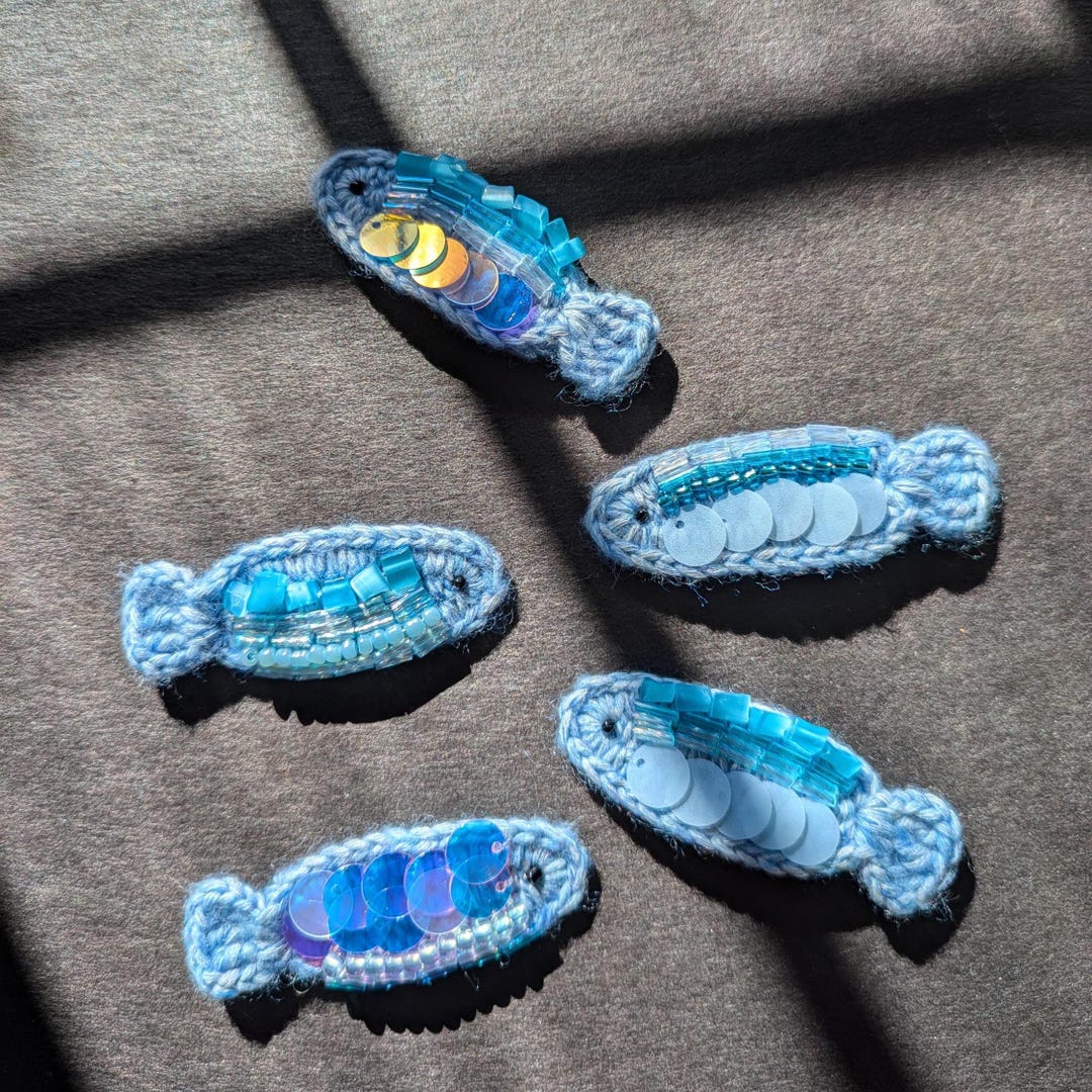 Whimsical Fish Clips - Beaded Crochet Hair Clip - Etsy
