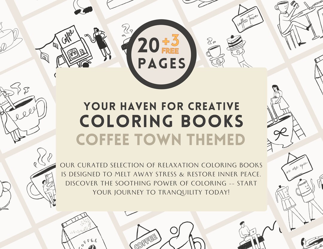 Coloring Pages for Coffee Lovers Party Favor Downloadable Giveaways ...