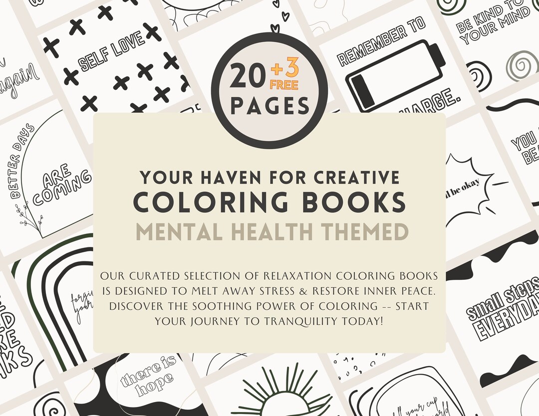Mental Health Themed Coloring Book Cheaper Than Therapy Coloring Pages ...