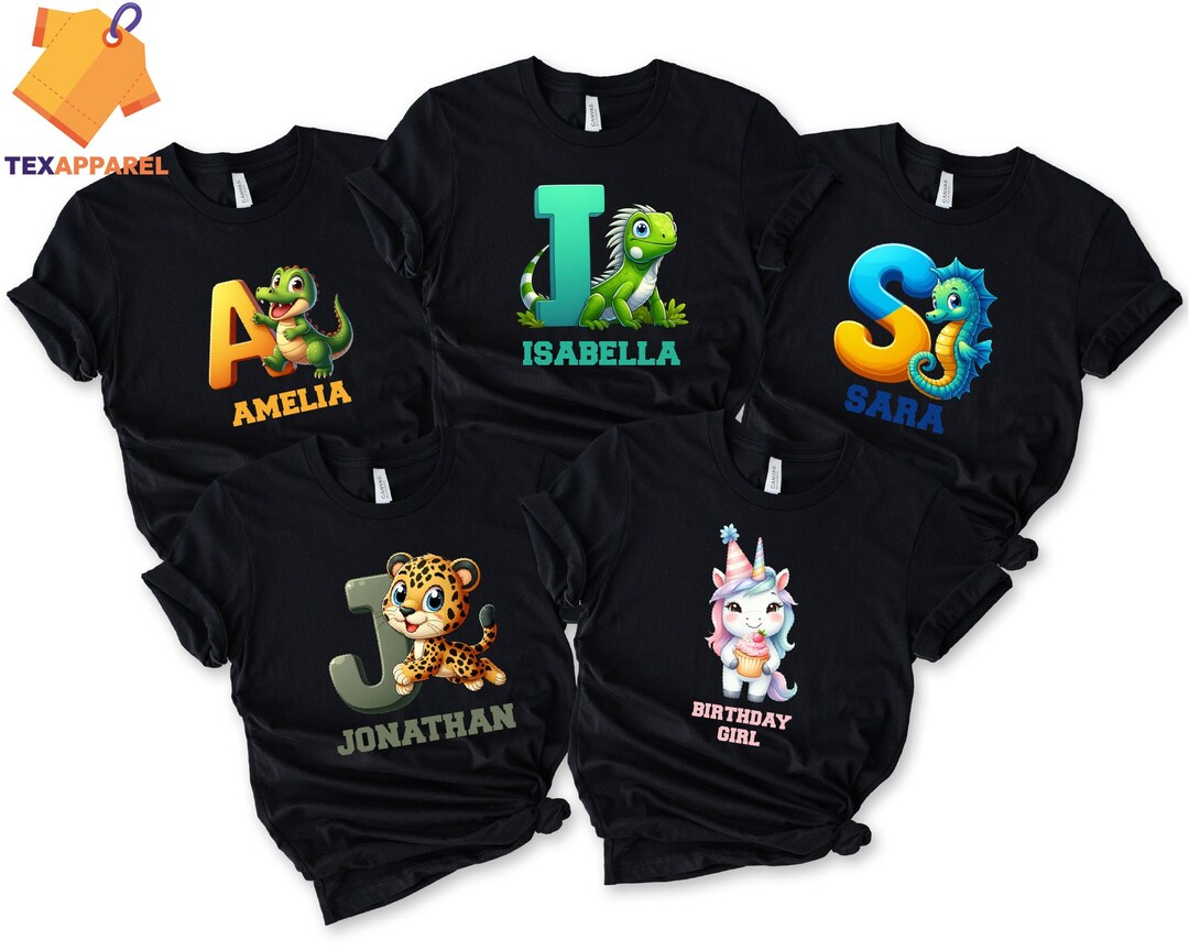 Birthday Animal Alphabet T-shirt: Custom Name Shirt - Etsy