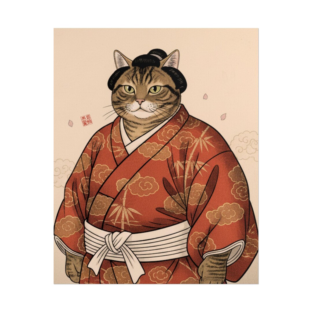 Red Sumo Cat Poster | Rolled Poster, Wall Art - Etsy