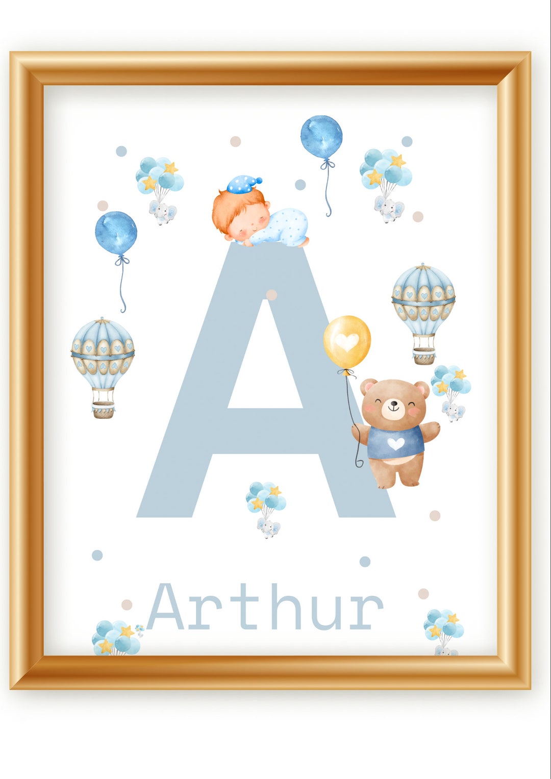 Poster to Print Personalized First Name Wall Decoration for Children's ...