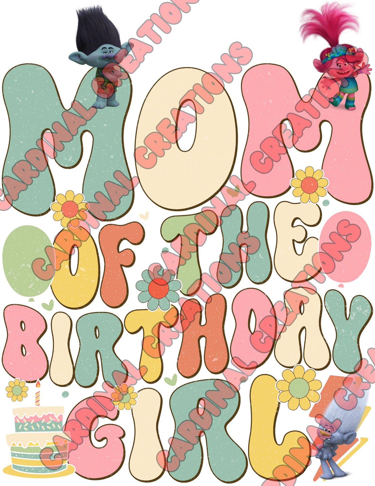 Trolls Mom of Birthday Girl PNG - Used for Sublimation/dtf - Etsy