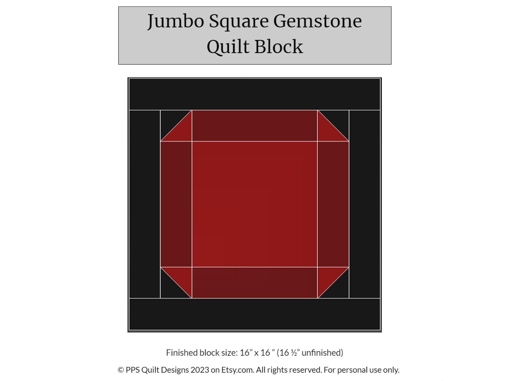 Jumbo Square Gemstone Quilt Block Pattern (PDF Digital Download ...