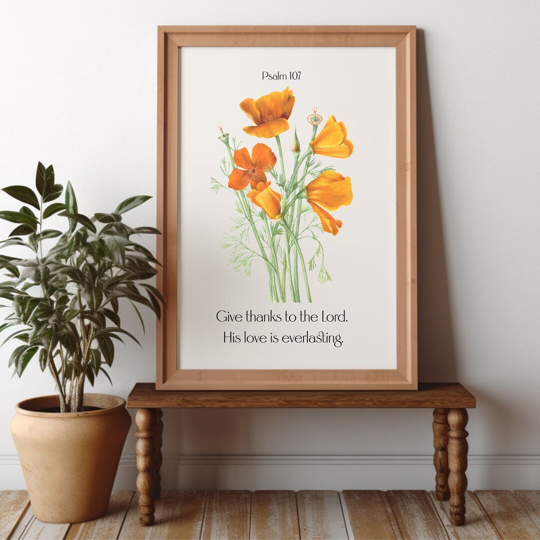 Orange Scripture Wall Print With Bible Verse - Etsy