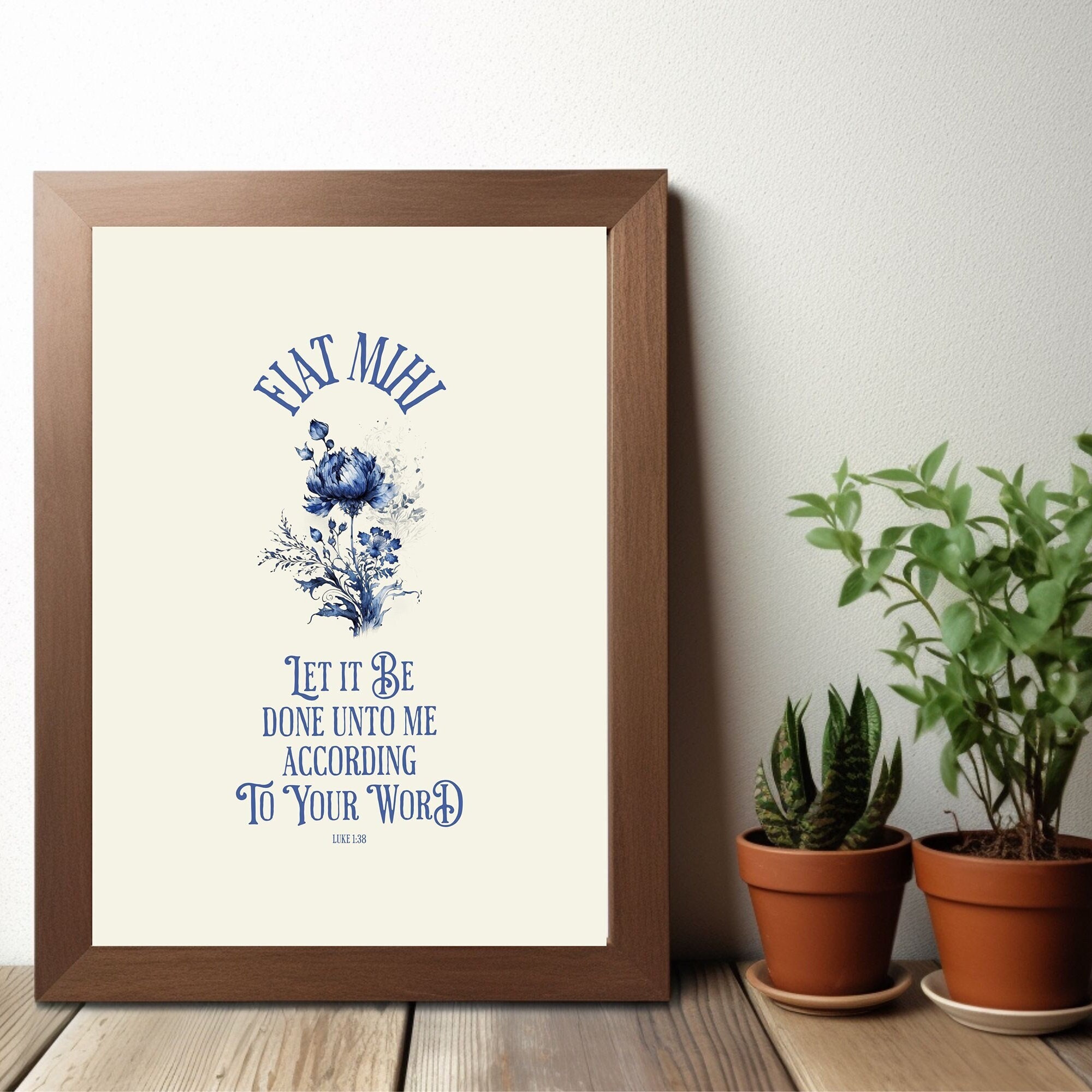 Fiat Mihi Catholic Floral Wall Decor Catholic Mom Gifts Scripture Wall ...