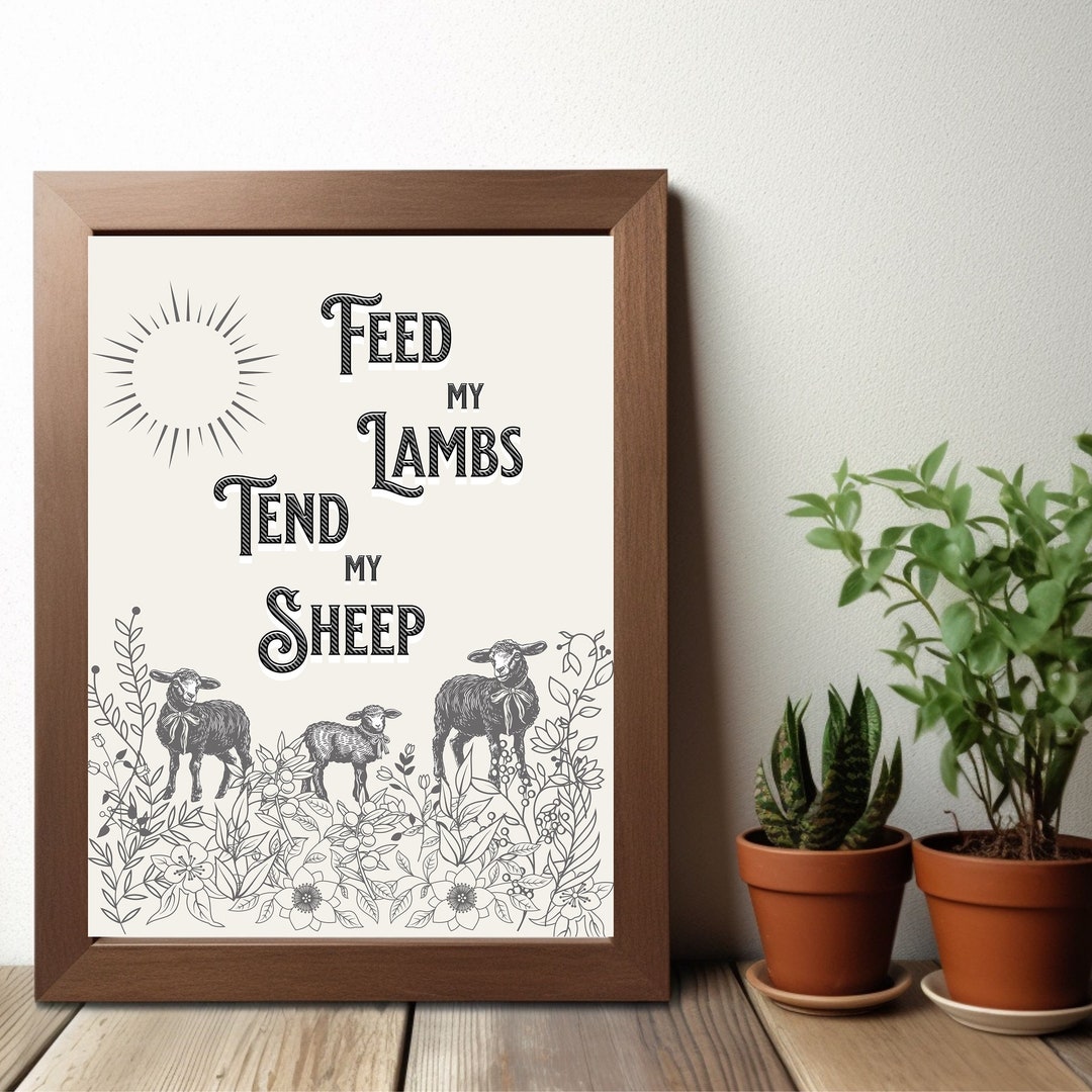 Feed My Lambs Print Wall Decor for Christian Catholic Home Housewarming ...
