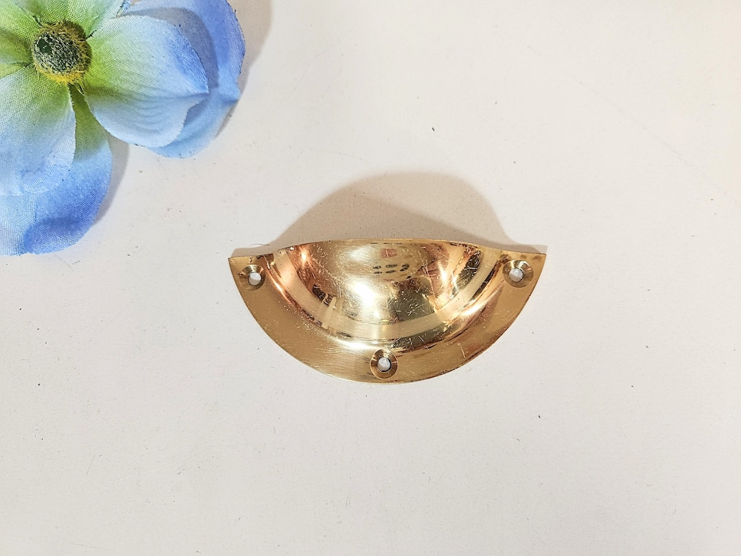 Solid Brass Cabinet Cup Lip Pull | Kitchen Cabinet Handles| Replacement ...