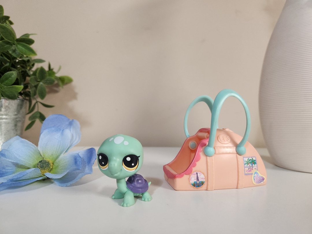 Littlest Pet Shop Turtle #2-52 TIM TURTLES With Carrying Travel Case ...