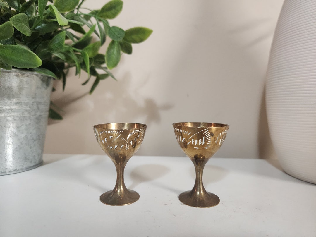 Vintage Brass Turkish Arabic Dallah Goblet Cups Set of 2 - Etsy