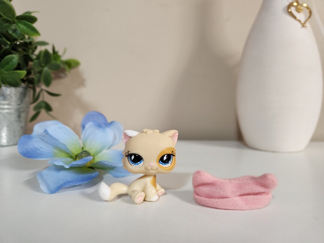 Littlest Pet Shop Orange Diamond Eye Cat #521 With Pink Hat / Clothing ...